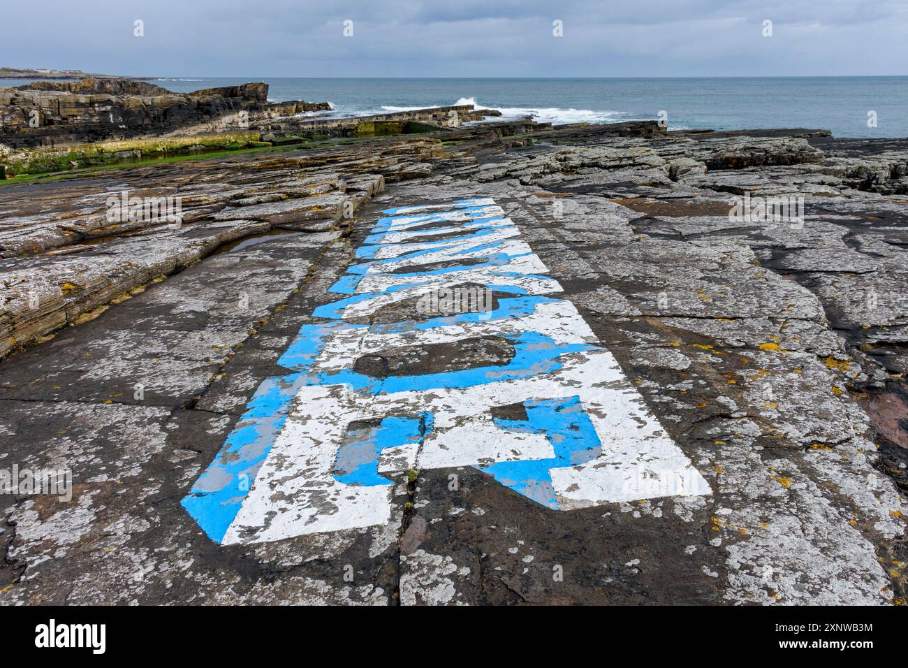 Painted sign at the Trinkie, an outdoor swimming pool at Wick ...