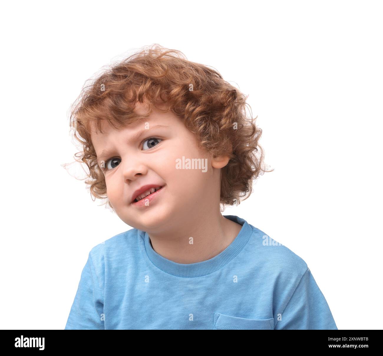 Portrait of emotional little boy on white background Stock Photo - Alamy