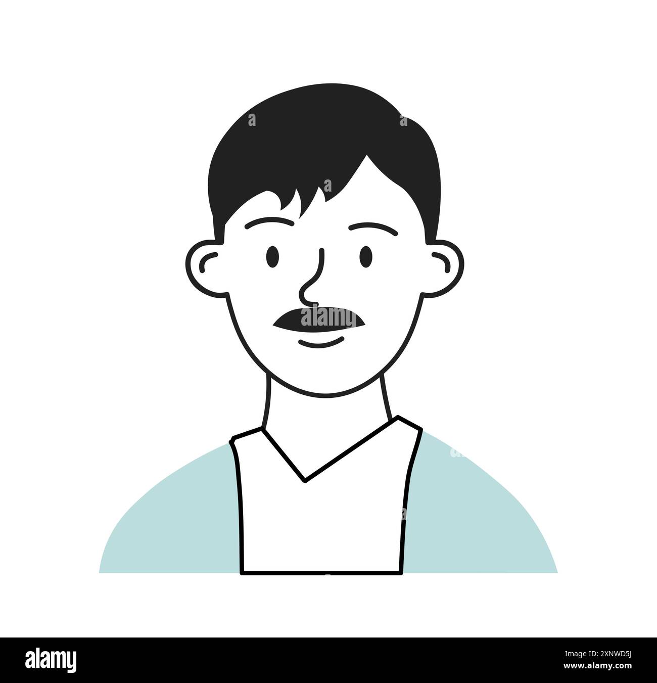 Minimalist social media avatar. Cute man with moustache. Picture for ...
