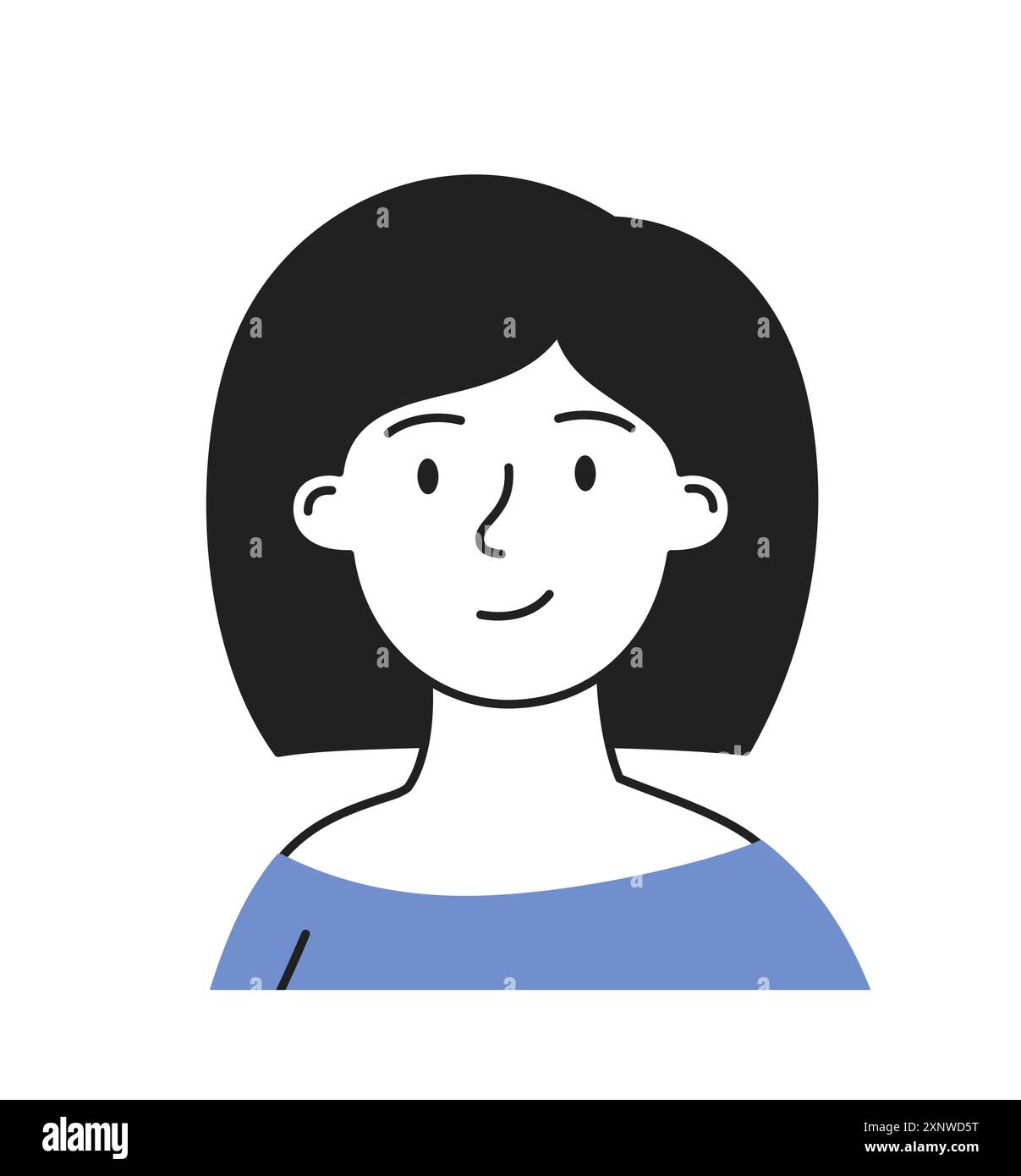 Minimalist social media avatar. Cute teen girl in blue dress. Picture ...