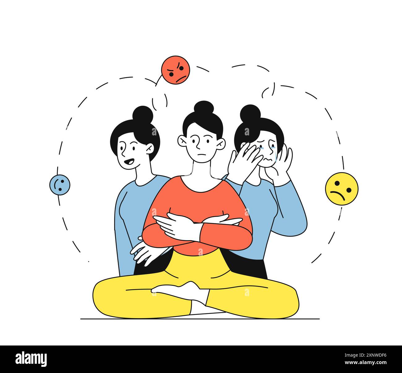 Woman with mental disorder. Young girl with psychological problems ...