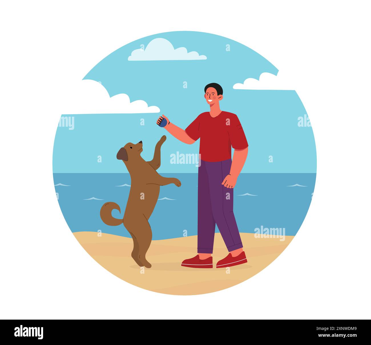 Man throws dog ball Stock Vector Images - Alamy