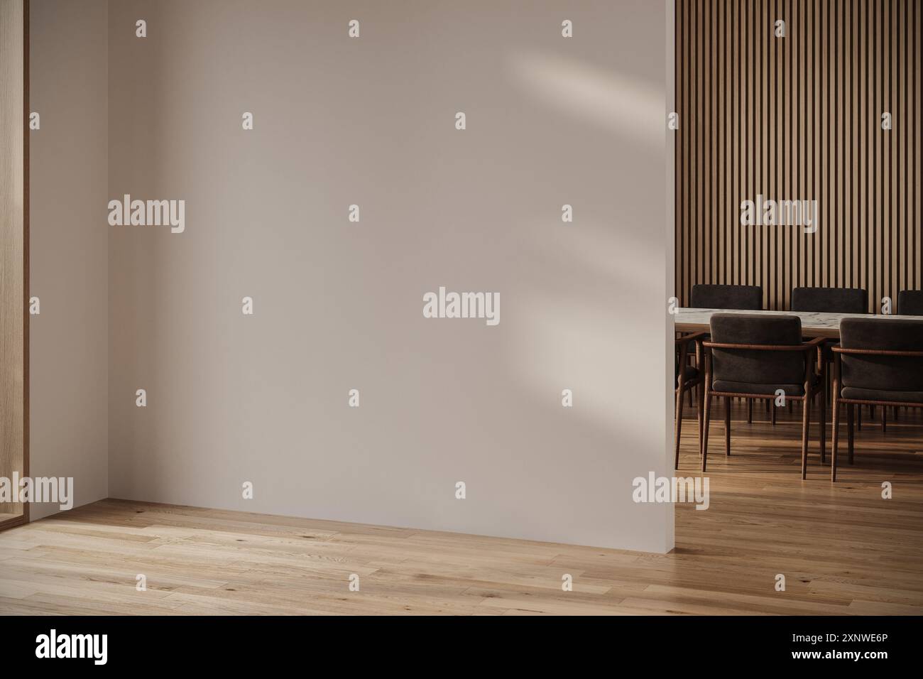 Modern interior design of apartment, dining room with table and chairs ...