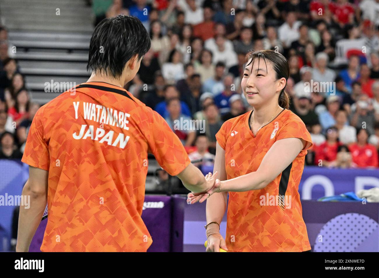 HIGASHINO Arisa and WATANABE Yuta (JPN) winnig the match, Japan (JPN ...
