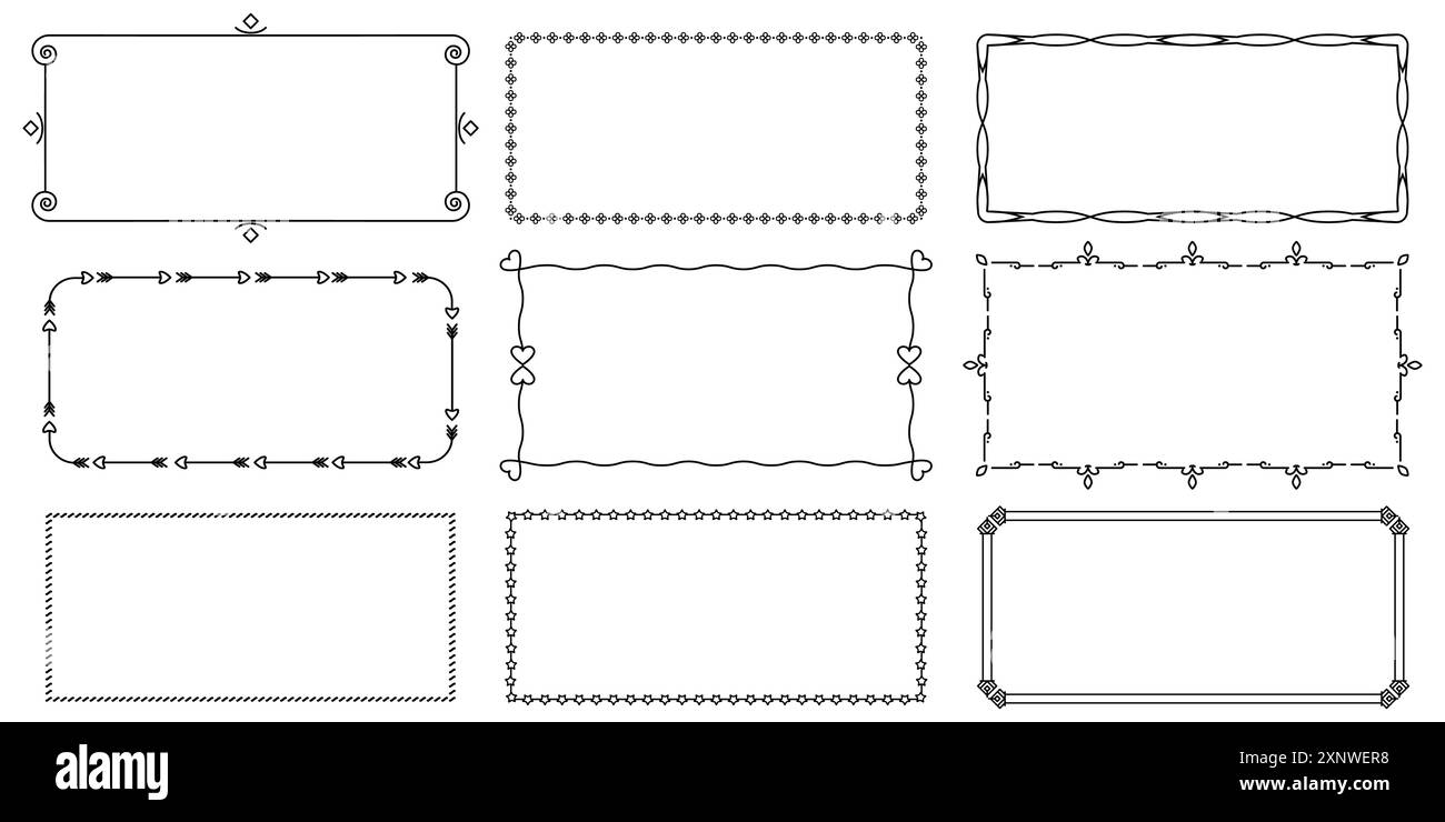 Decorative simple line frames. Simple line borders with geometric ...