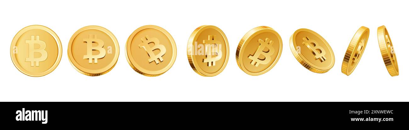 Bitcoin btc rotating digital coin Cut Out Stock Images & Pictures - Alamy