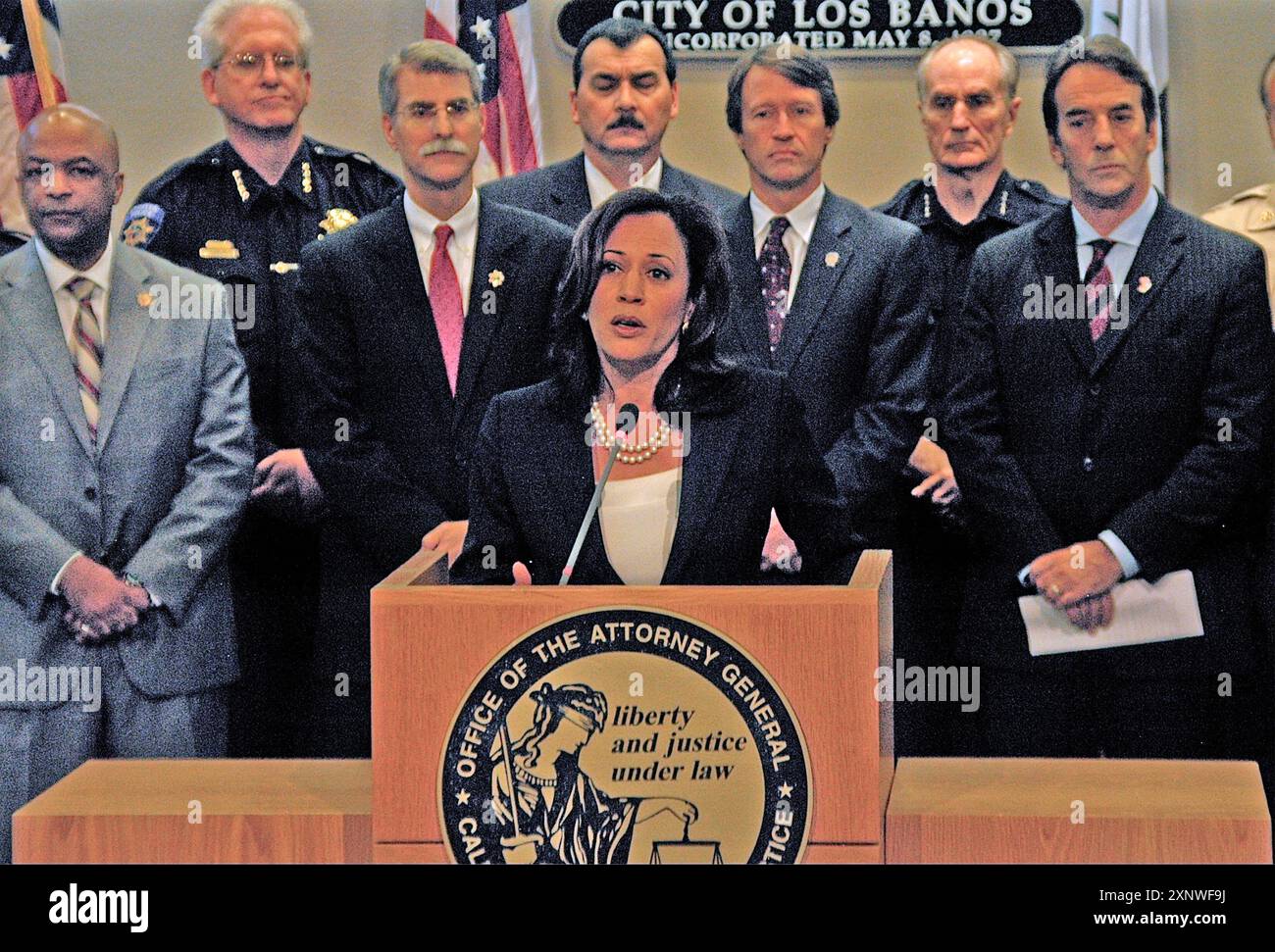 KAMALA HARRIS as US Attorney General announcing the arrest of 101 gang ...