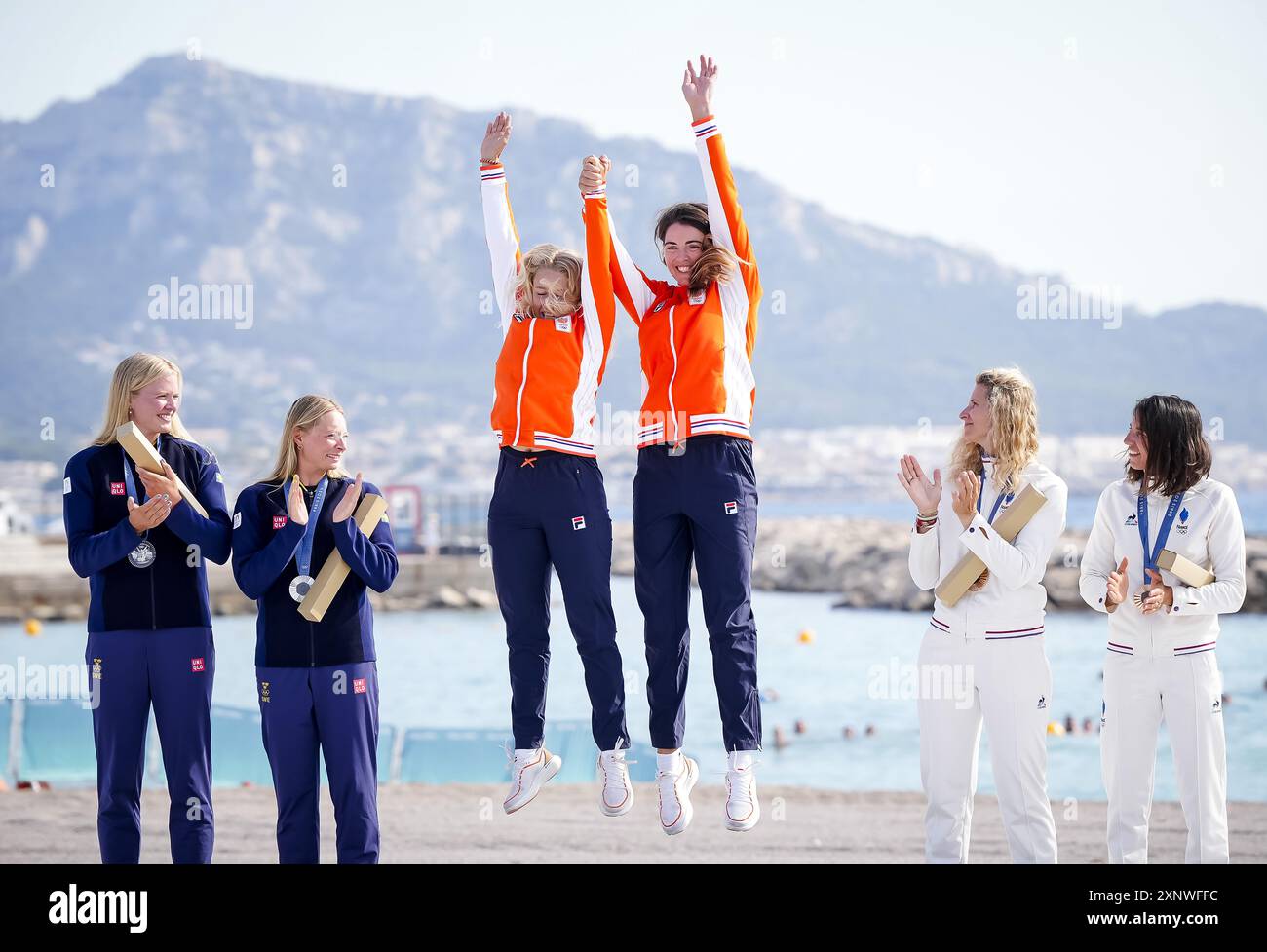 MARSEILLE - Sailors Odile van Aanholt and Annette Duetz during the ...