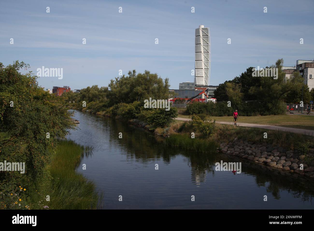 FILED - 02 August 2024, Sweden, Malmö: The Turning Torso towers over ...