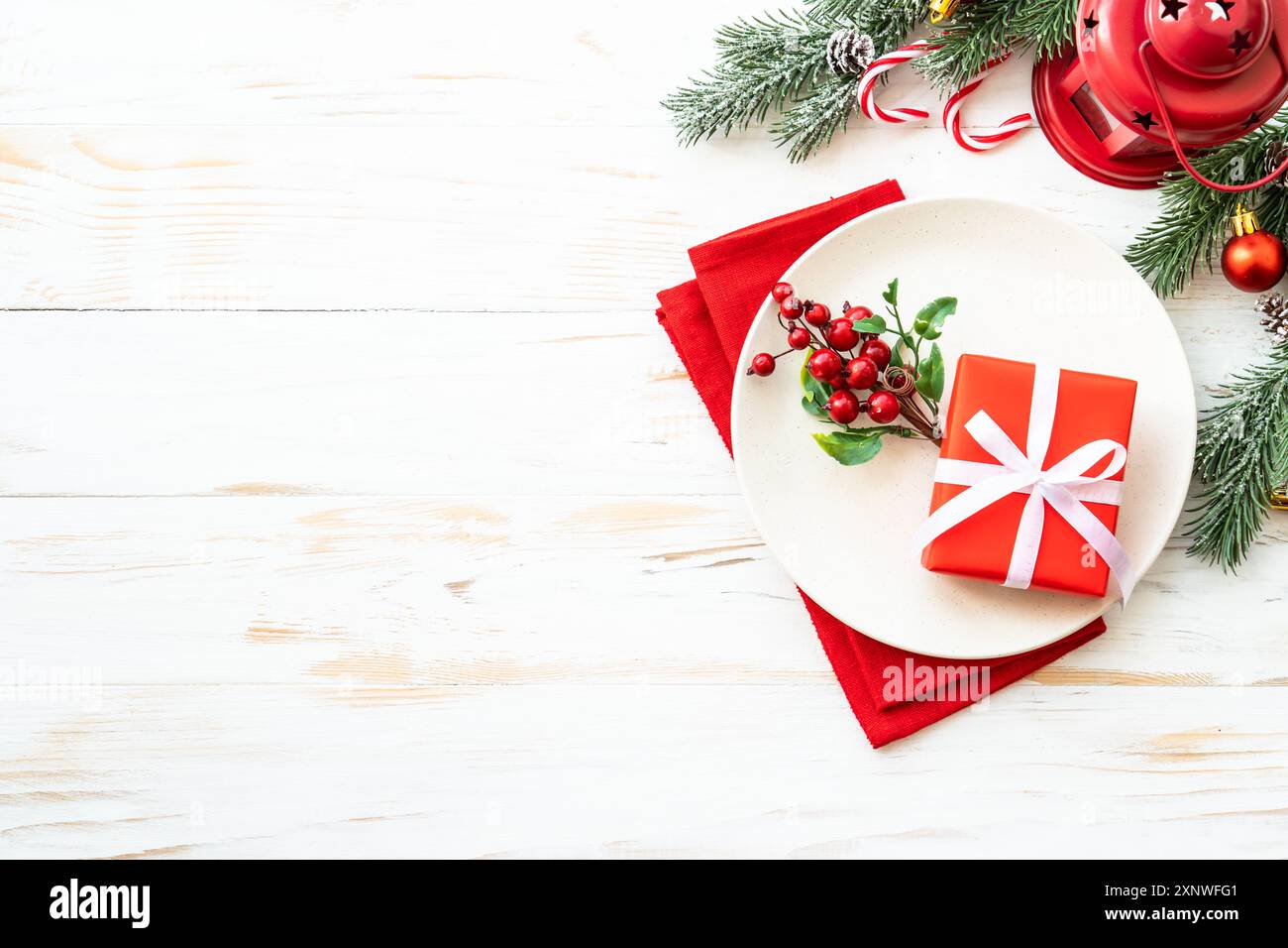 Christmas table with holiday food background Stock Photo - Alamy