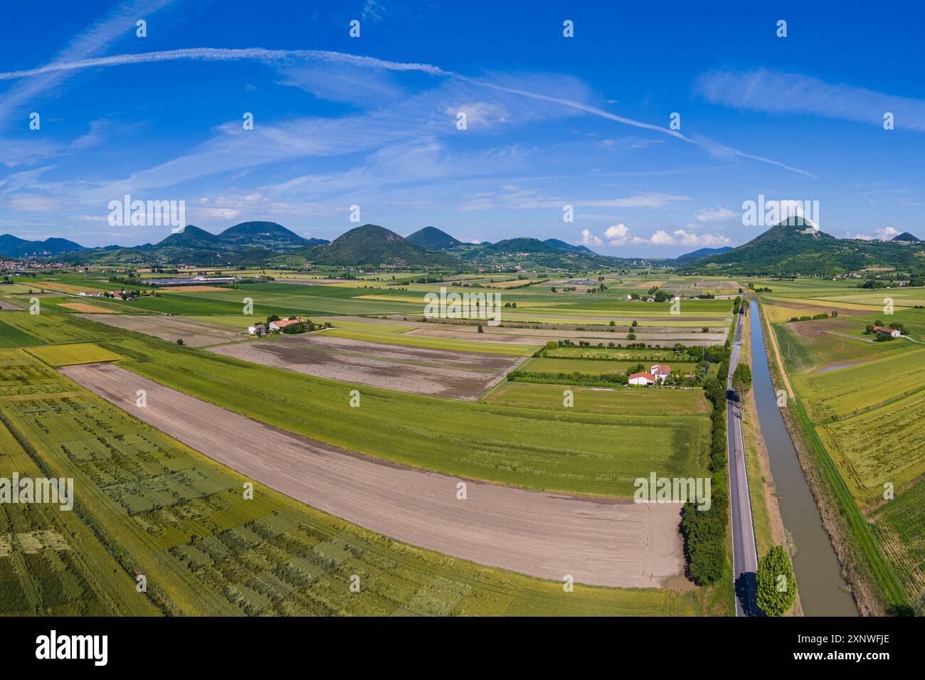 Aerial View of Colli Euganei (Euganean hills) in Padua province, Veneto ...