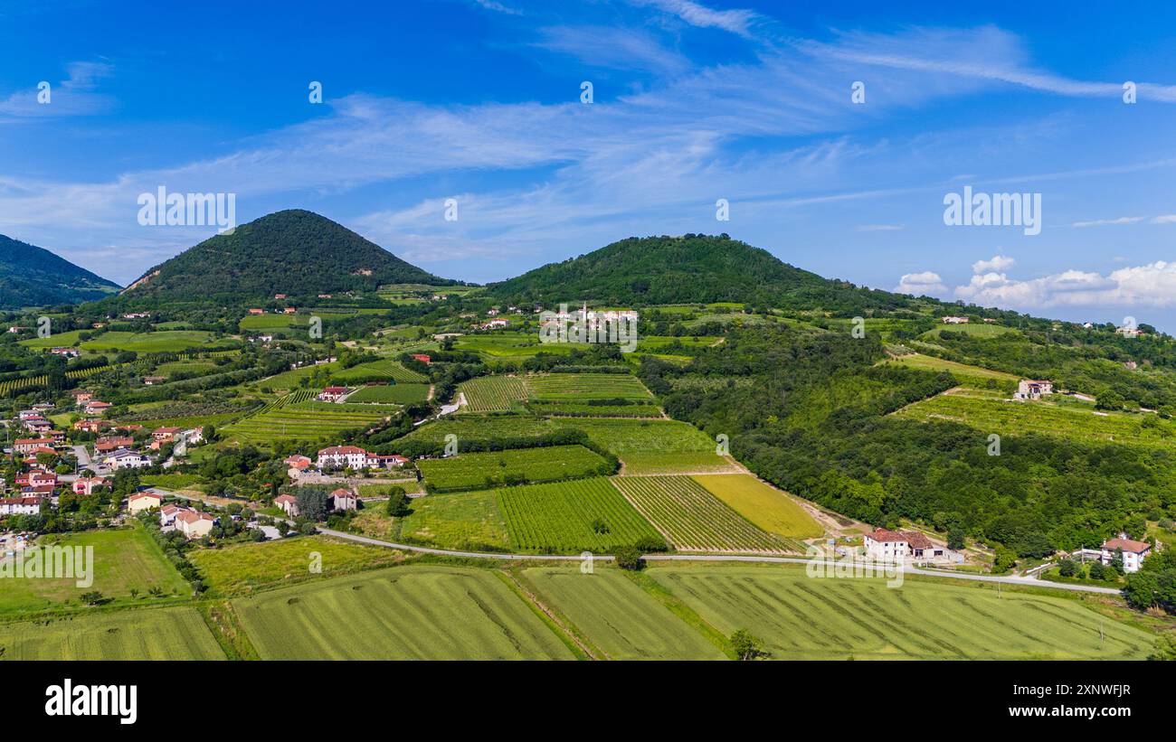Aerial View of Colli Euganei (Euganean hills) in Padua province, Veneto ...