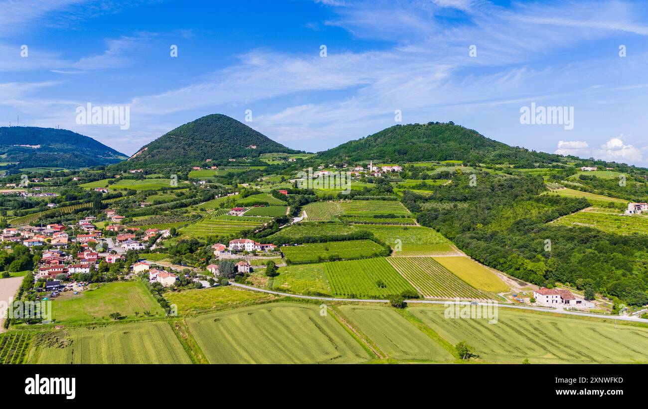 Aerial View of Colli Euganei (Euganean hills) in Padua province, Veneto ...
