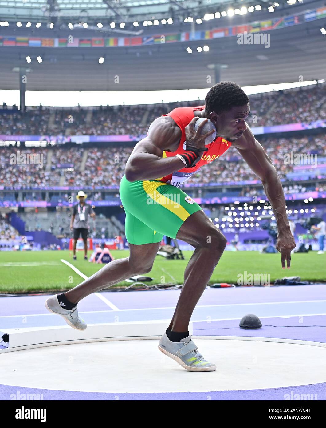 (240802) --, Aug. 2, 2024 (Xinhua) -- Lindon Victor of Grenada competes ...