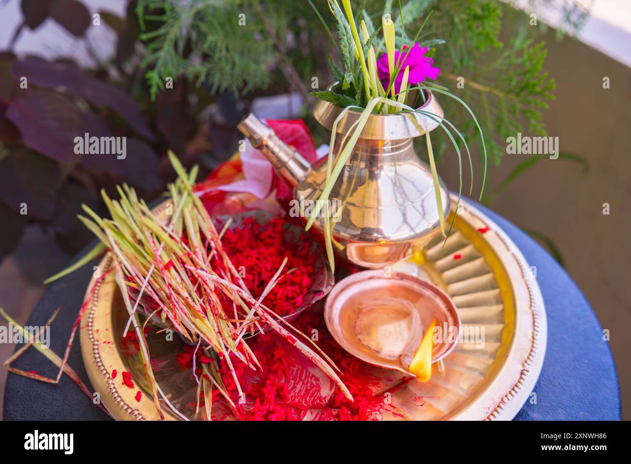 Tika Thali Dashain Hindu Festival Celebration Durga Puja with kalash ...