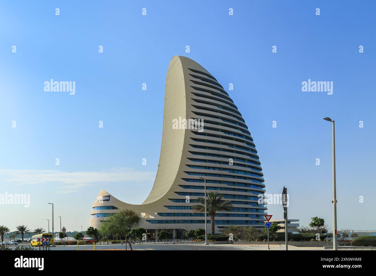 Abu Dhabi, UAE - February 27. 2023: Al Sail Tower at the Al Raha Beach ...