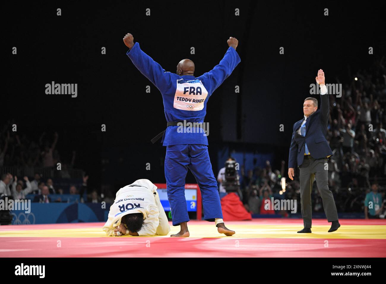 France's Teddy Riner figths during the final in the men 100kg during ...
