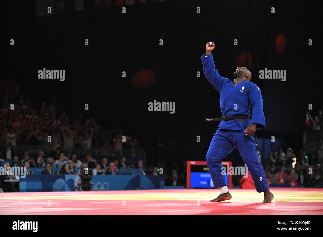 France's Teddy Riner figths during the final in the men 100kg during ...