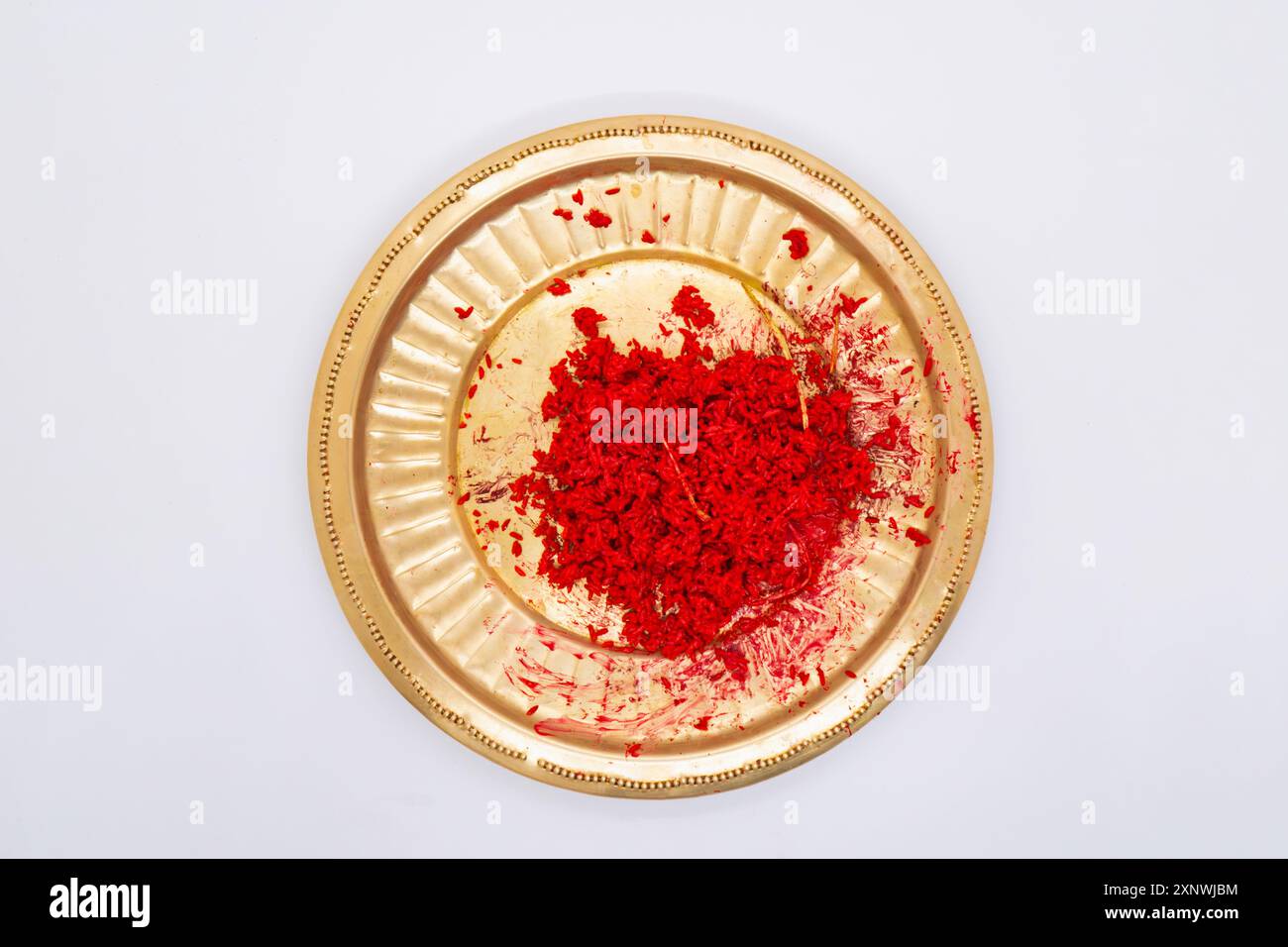 Red Tika vermilion rice in tapari plate in Dashain Dusshera Festival ...