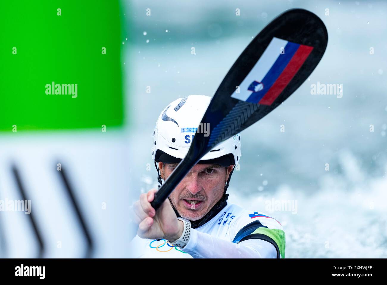 Peter Kauzer of Slovakia competes during Men's Kayak Cross Time Trial ...