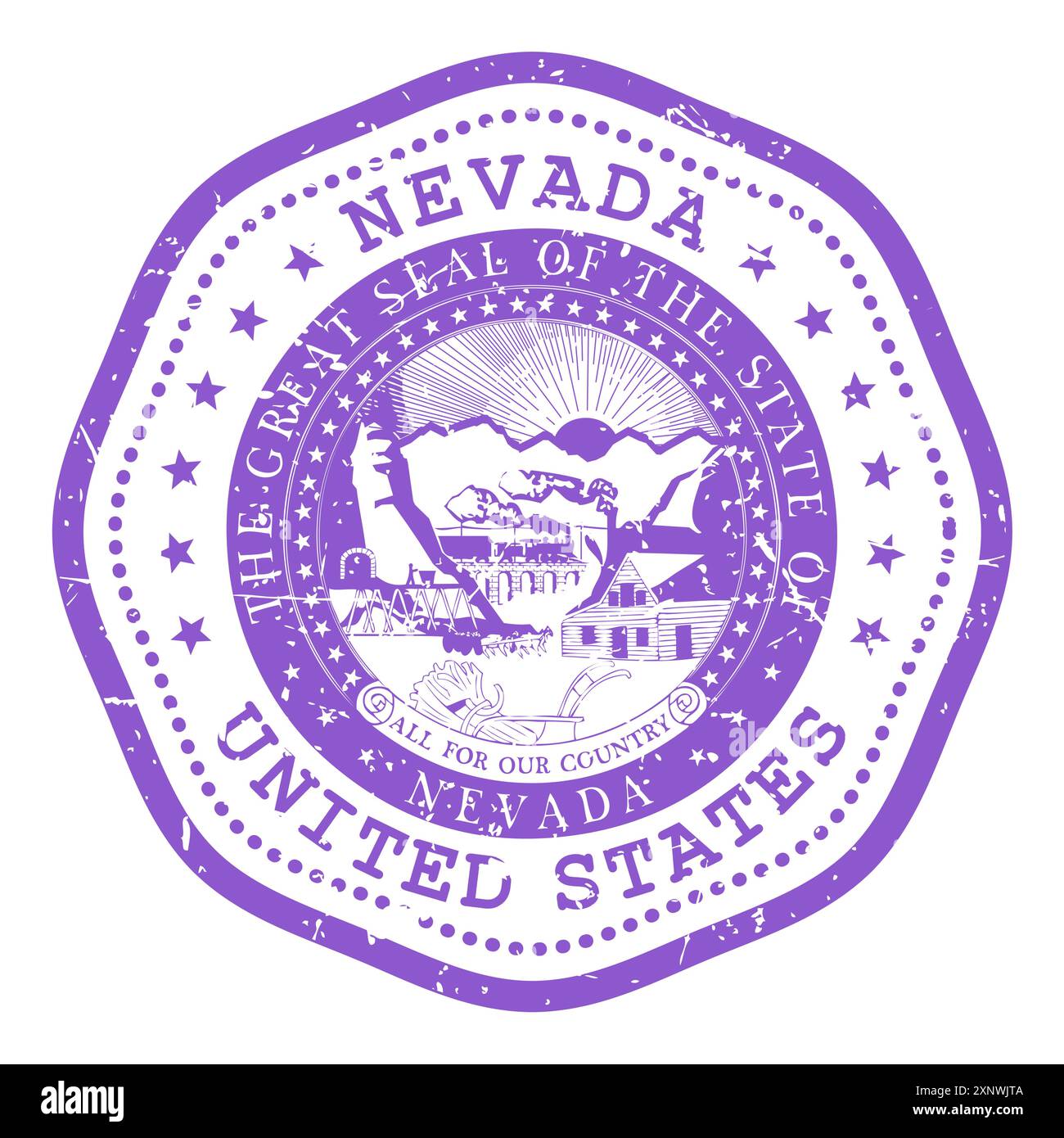 Nevada state stamp with seal, USA travel stamp, shabby postmark of ...
