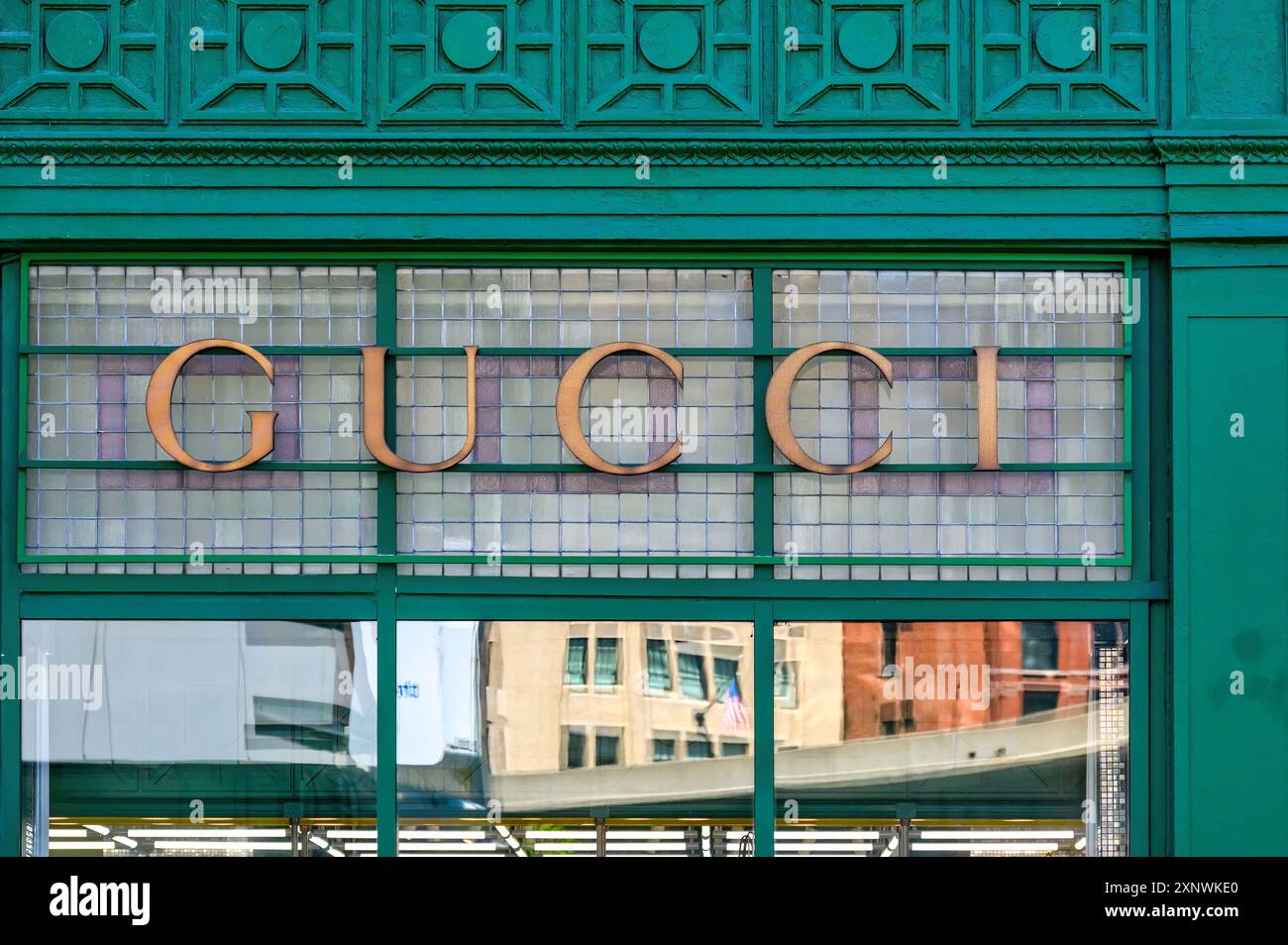 Detroit, USA - July 25, 2024: Architectural features of the Gucci ...