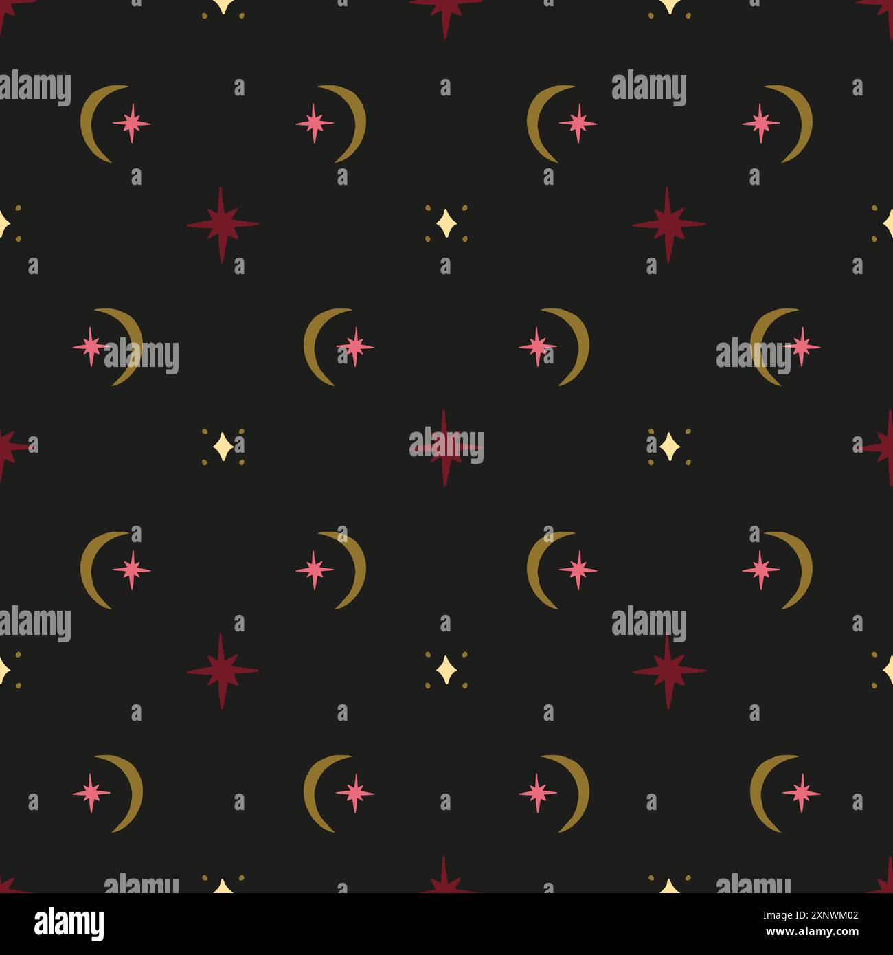 Seamless pattern with celestial motifs. Stars and moons boho wallpaper ...
