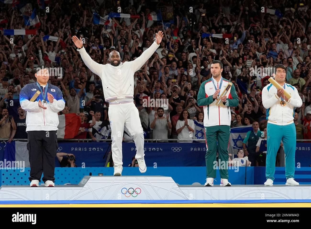 Medal winners, from left, South Korea's Kim Min-jong, silver, France's ...