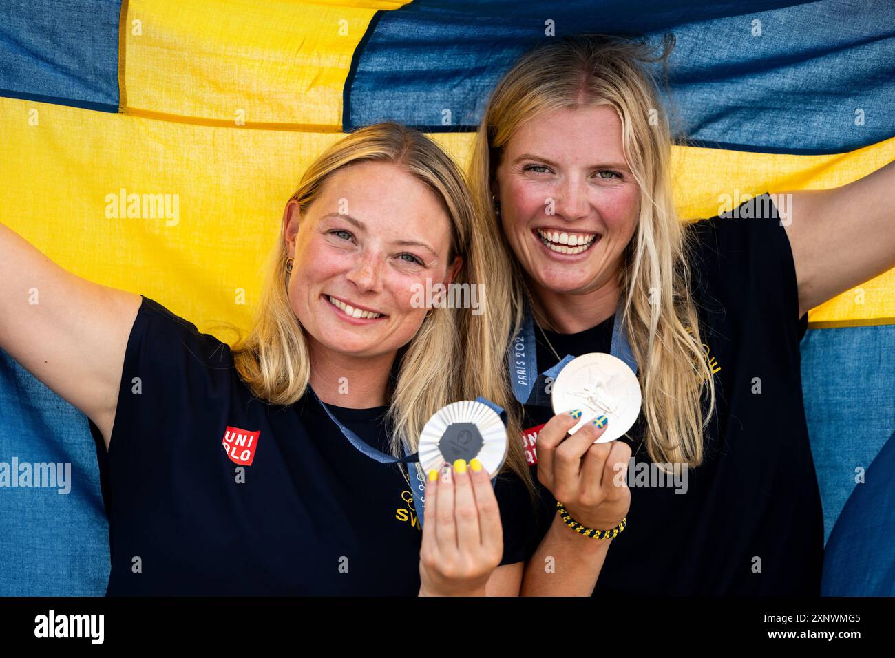 Rebecca Netzler and Vilma Bobeck of, Sweden. , . celebrate with their ...