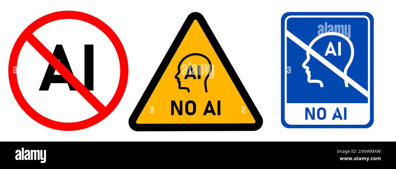 No AI artificial intelligence prohibition symbol icon ai generated not ...