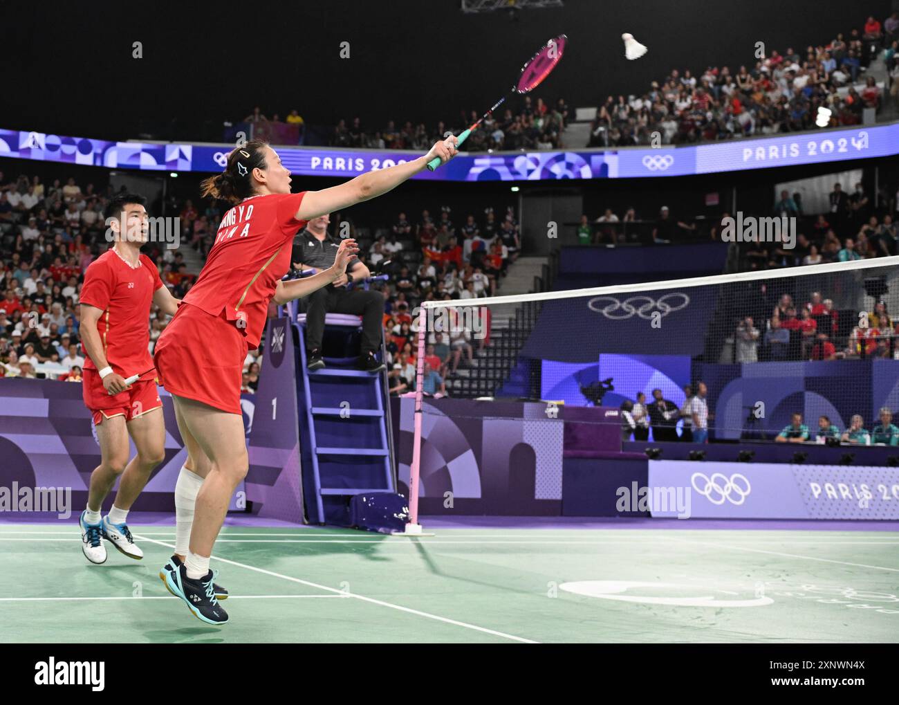 2nd August 2024; Paris Olympic Games, Paris, France, Day 7; Mixed Doubles Badminton Final, Zeng ...
