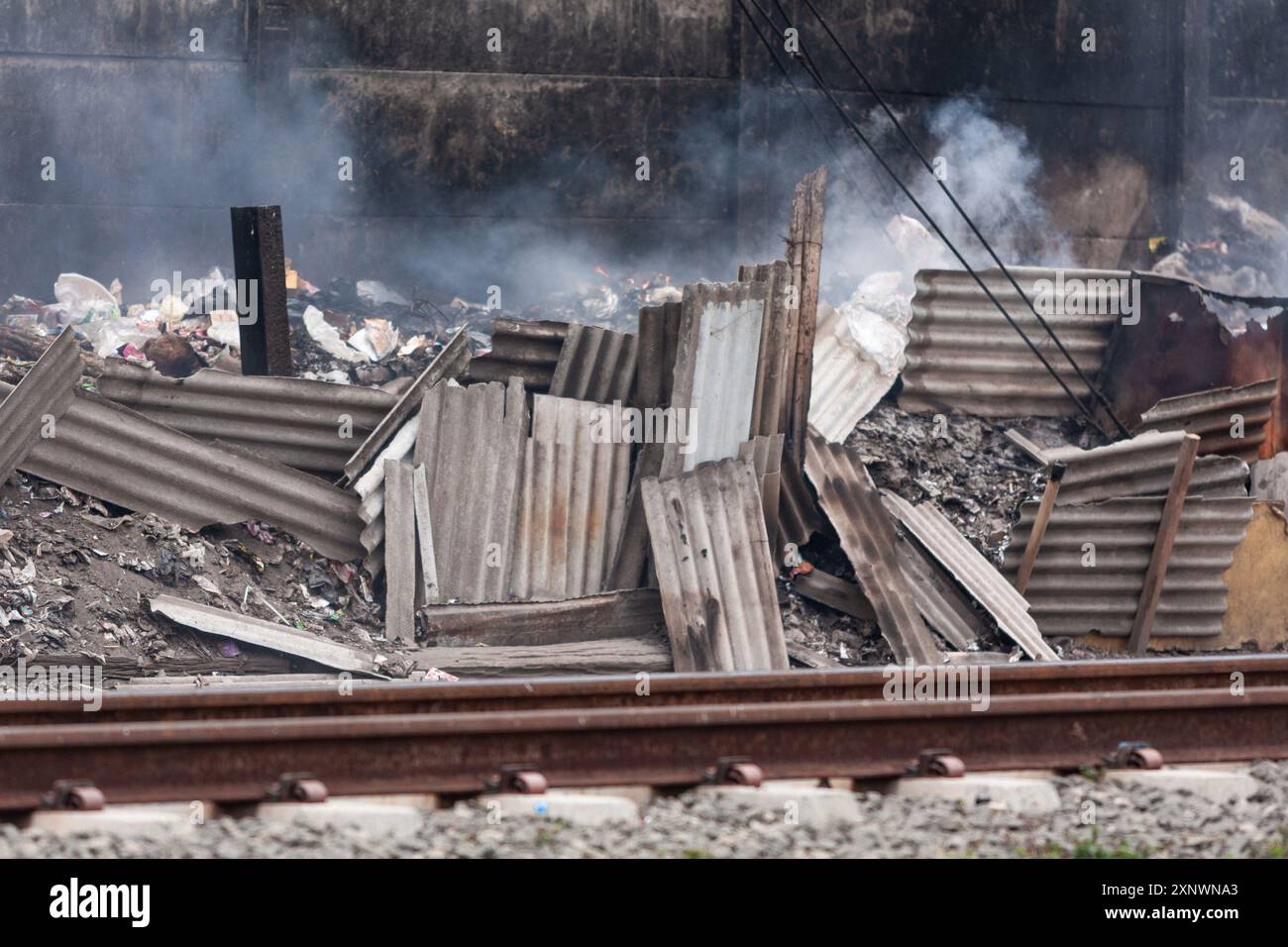 30 September 2008, Jakarta, Indonesia, South East Asia, Burning garbage ...