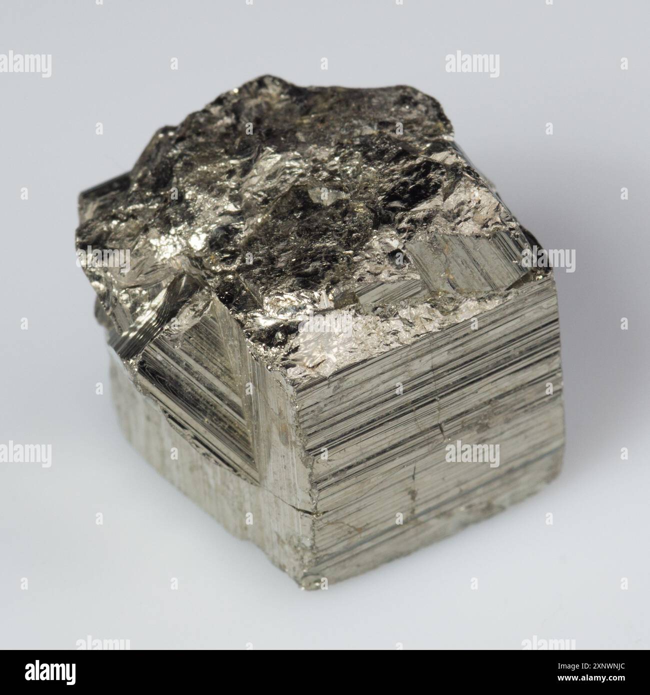 natural silver pyrite gem on white background Stock Photo - Alamy