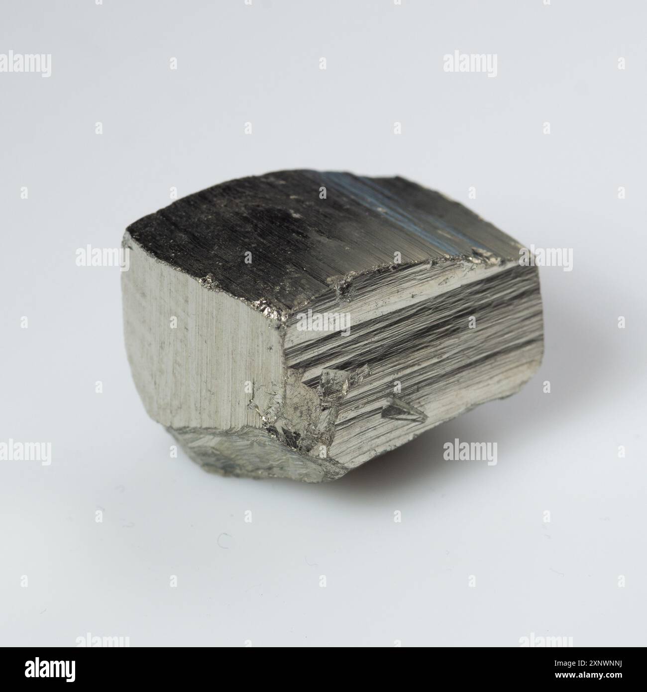 natural silver pyrite gem on white background Stock Photo - Alamy