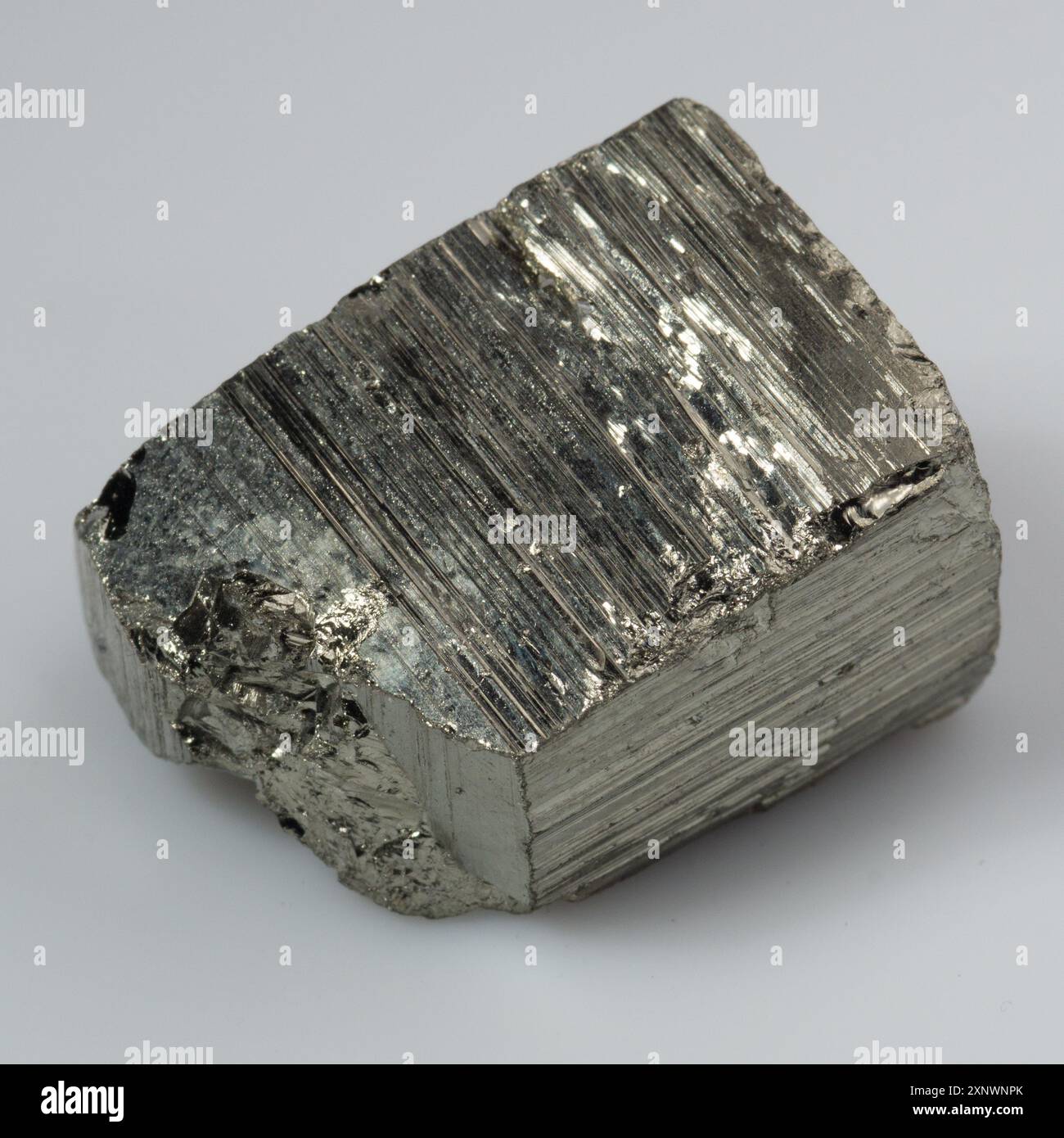 natural silver pyrite gem on white background Stock Photo - Alamy