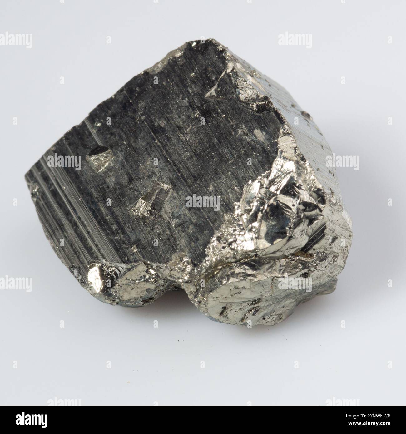 natural silver pyrite gem on white background Stock Photo - Alamy