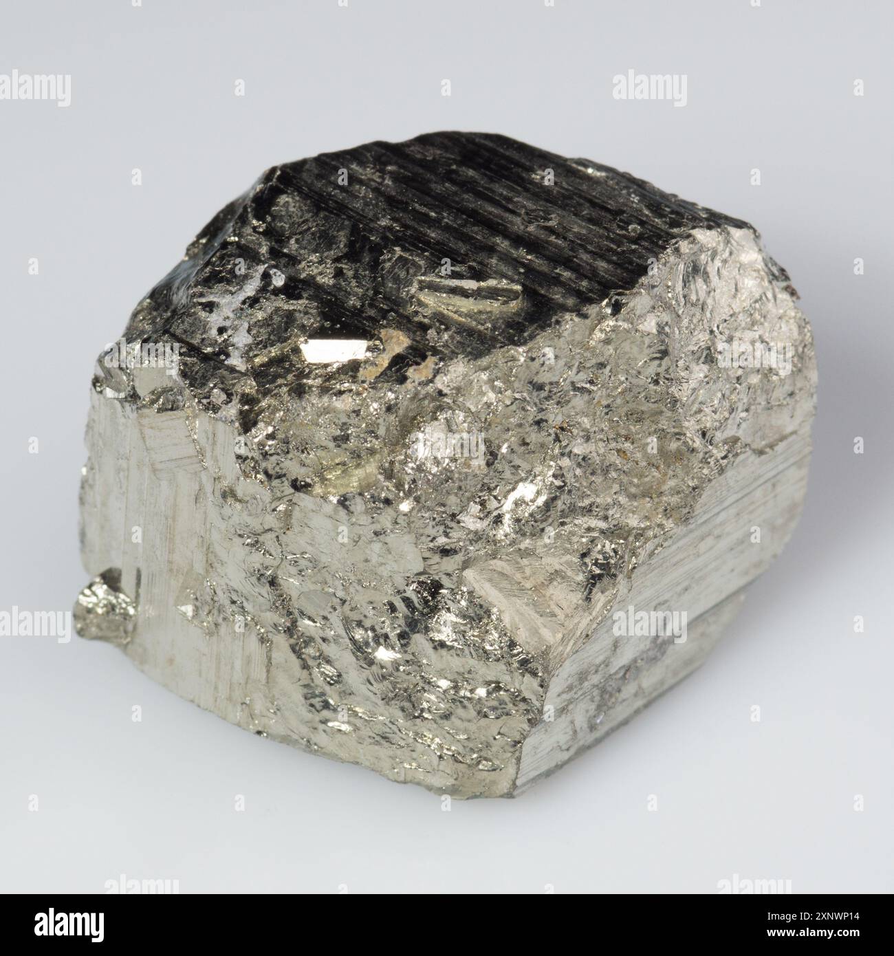 natural silver pyrite gem on white background Stock Photo - Alamy