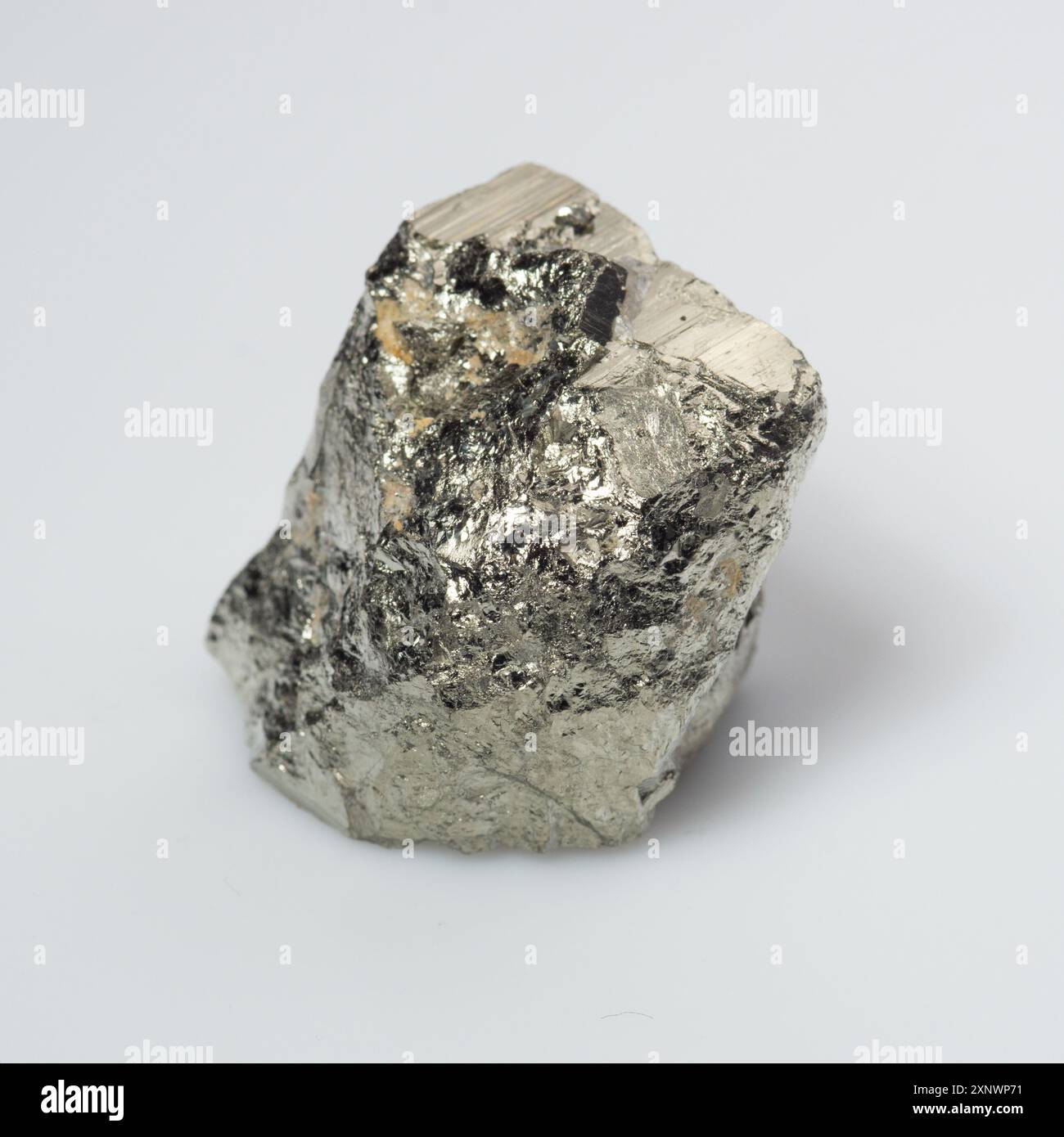 natural silver pyrite gem on white background Stock Photo - Alamy