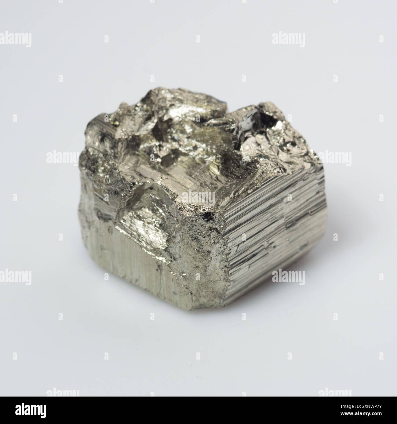 natural silver pyrite gem on white background Stock Photo - Alamy