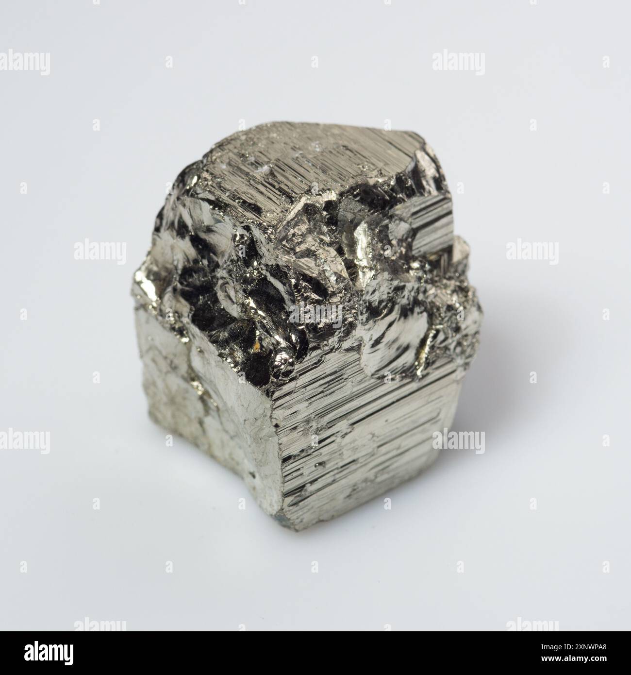 natural silver pyrite gem on white background Stock Photo - Alamy