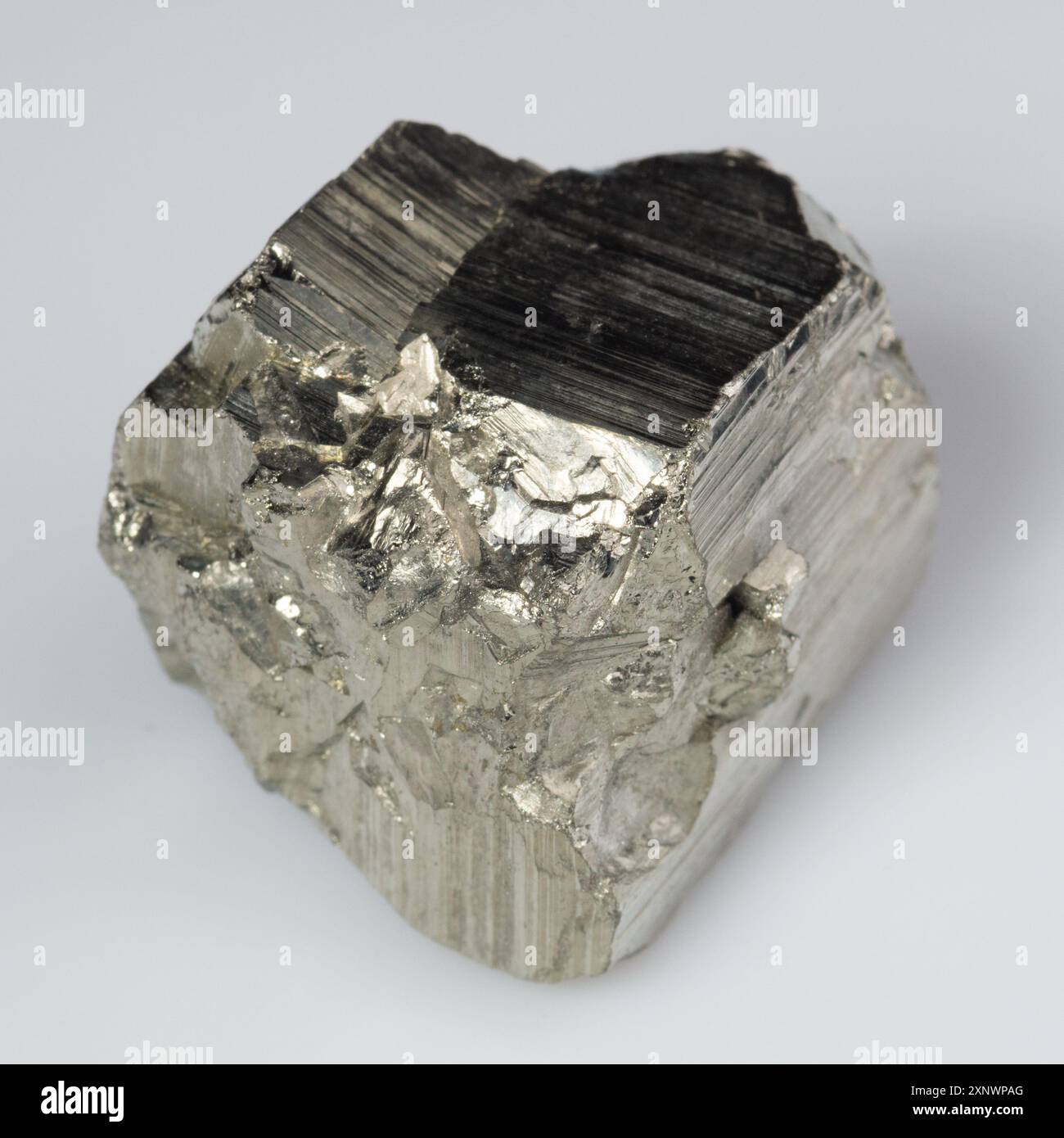 natural silver pyrite gem on white background Stock Photo - Alamy
