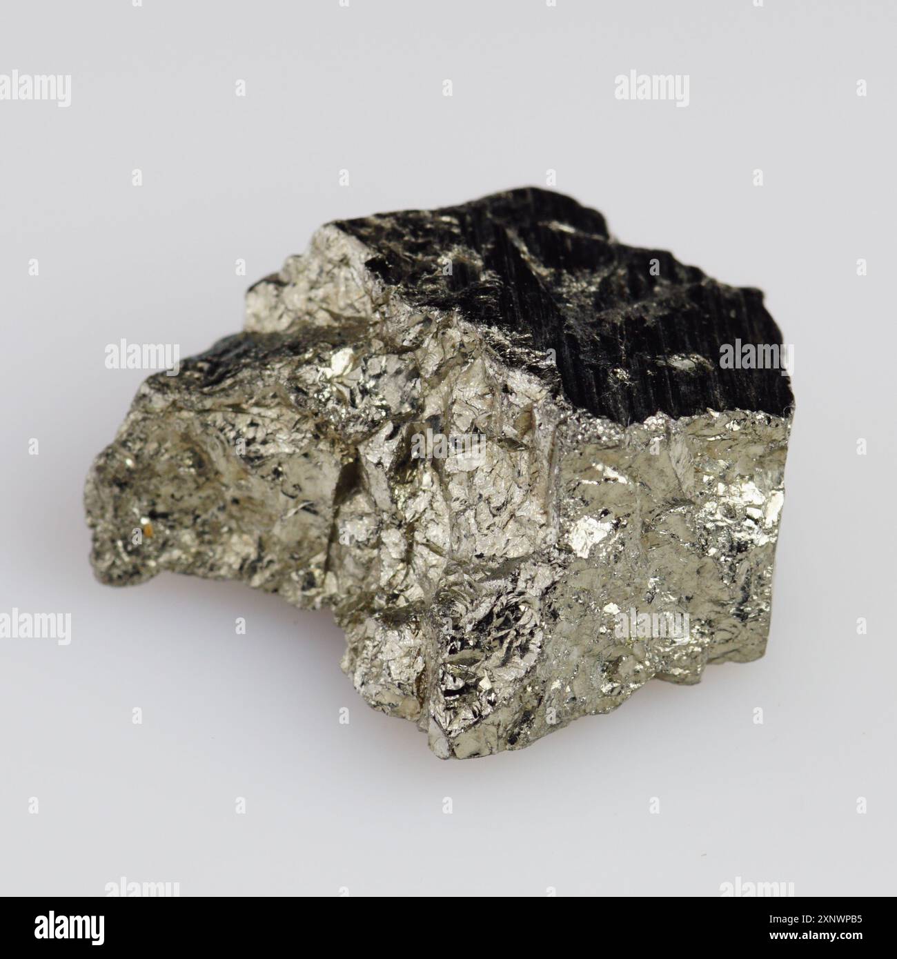 natural silver pyrite gem on white background Stock Photo - Alamy