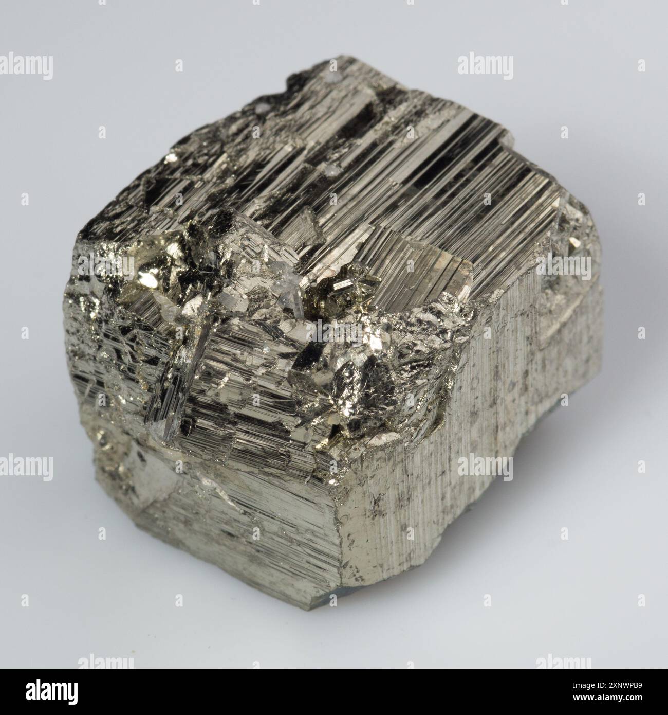 natural silver pyrite gem on white background Stock Photo - Alamy