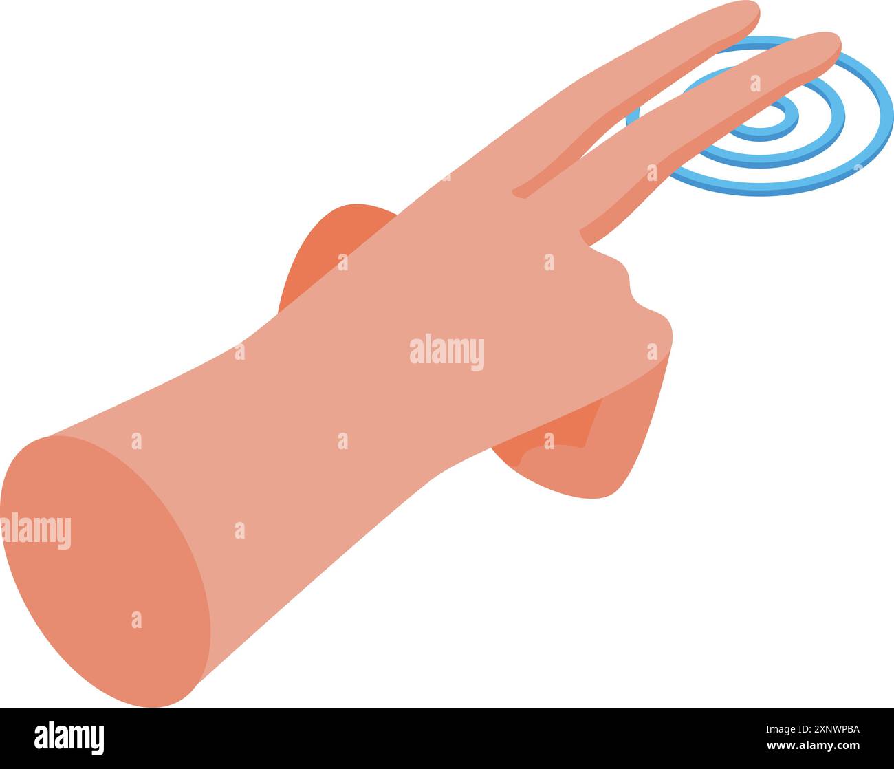 Hand interacting with a digital interface, touching a screen with two ...