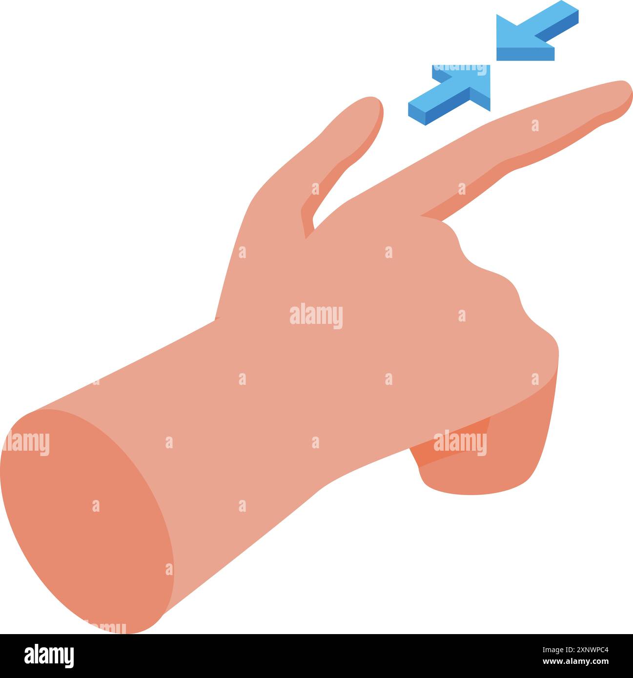 Hand making a pinching gesture, symbolizing zooming on a touch screen ...