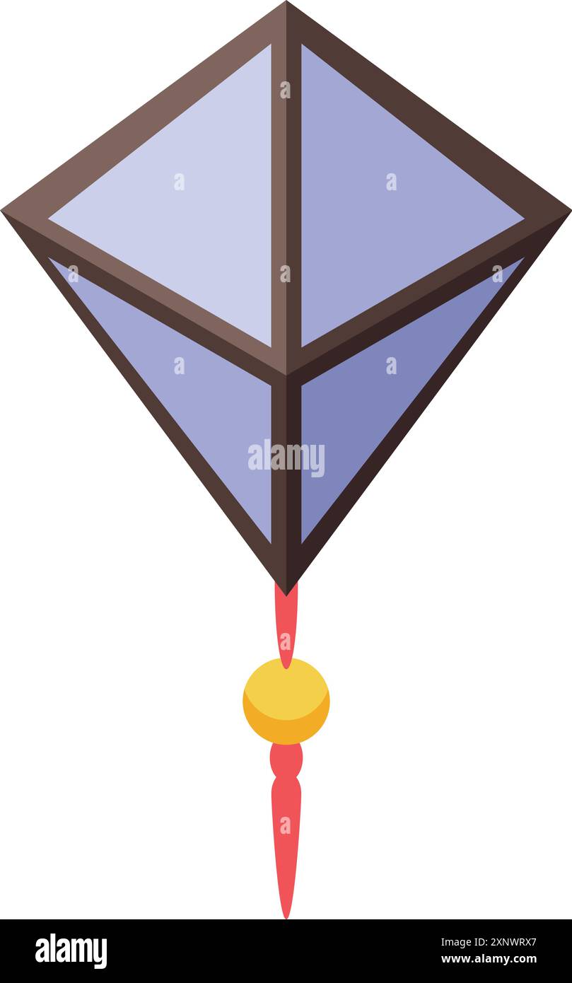 Purple diamond shaped lantern hanging from a red tassel with a gold ...