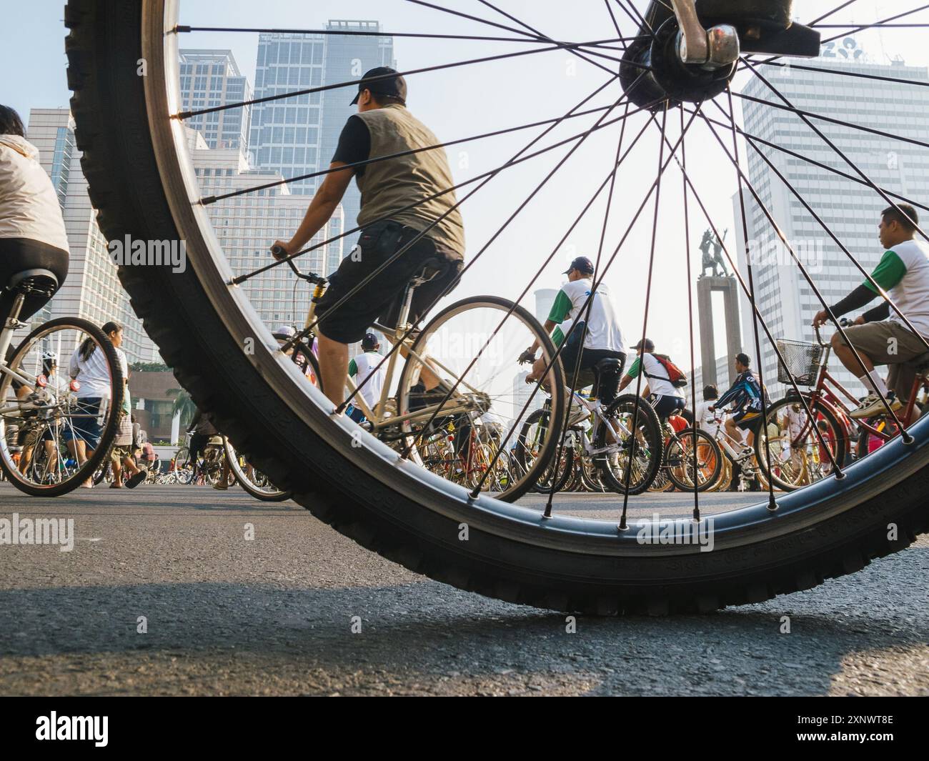 26 June 2011, Jakarta, Indonesia: Bike Wheel on Car Free Day at Street ...