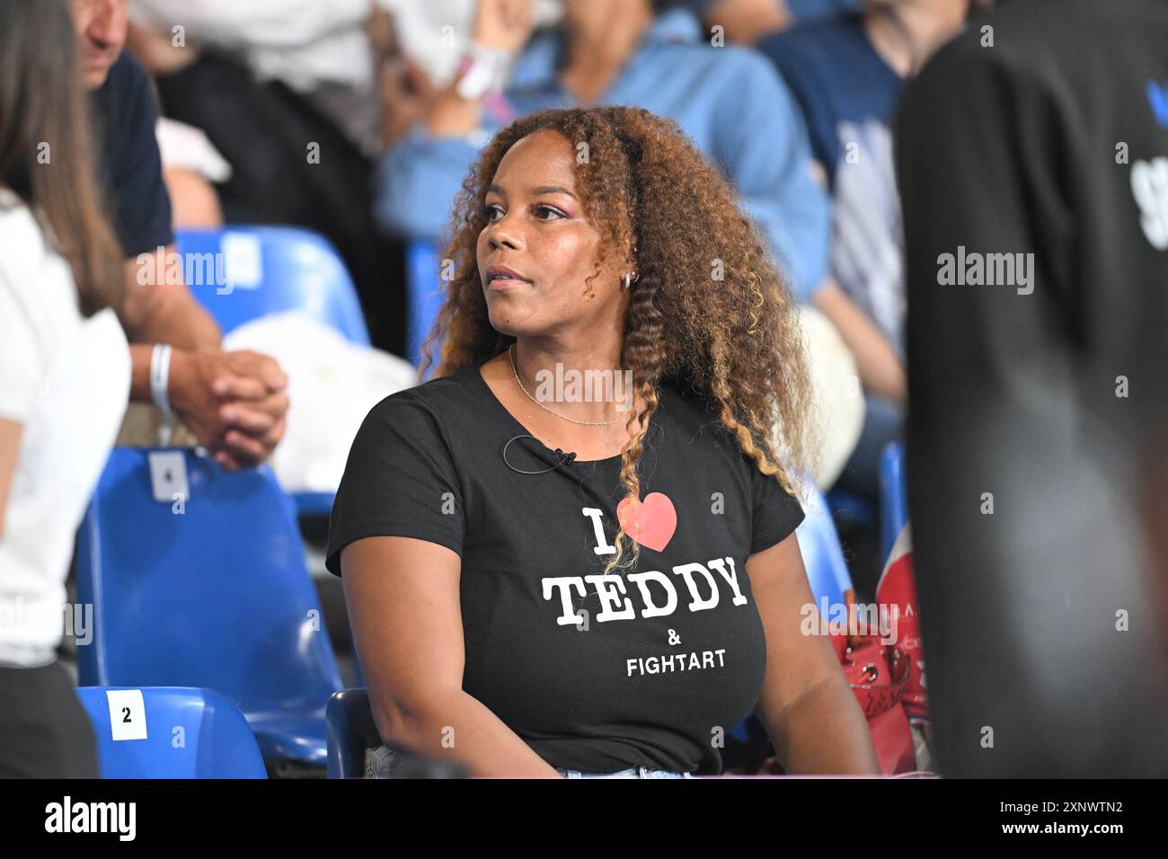 Paris, France. 02nd Aug, 2024. Teddy Riner's wife Luthna Plocus during ...