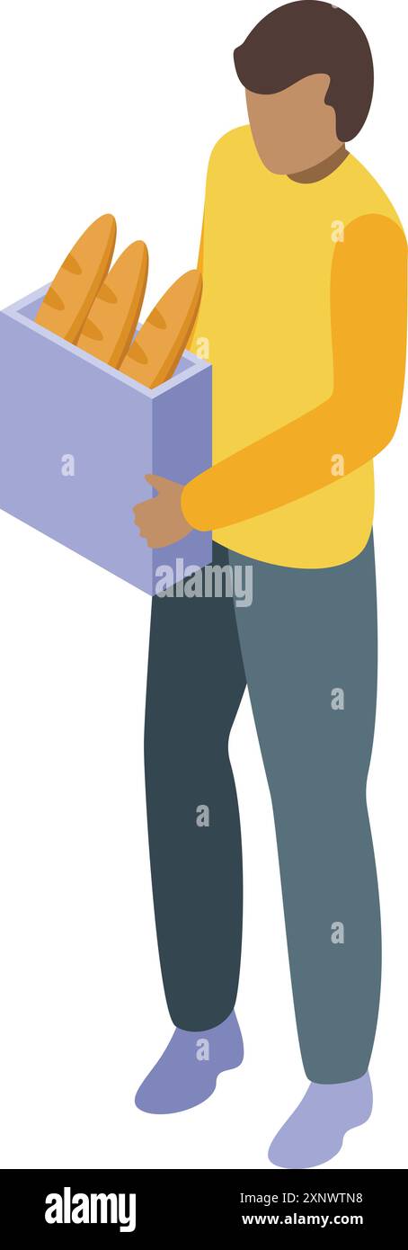 3d illustration man carrying box Stock Vector Images - Alamy