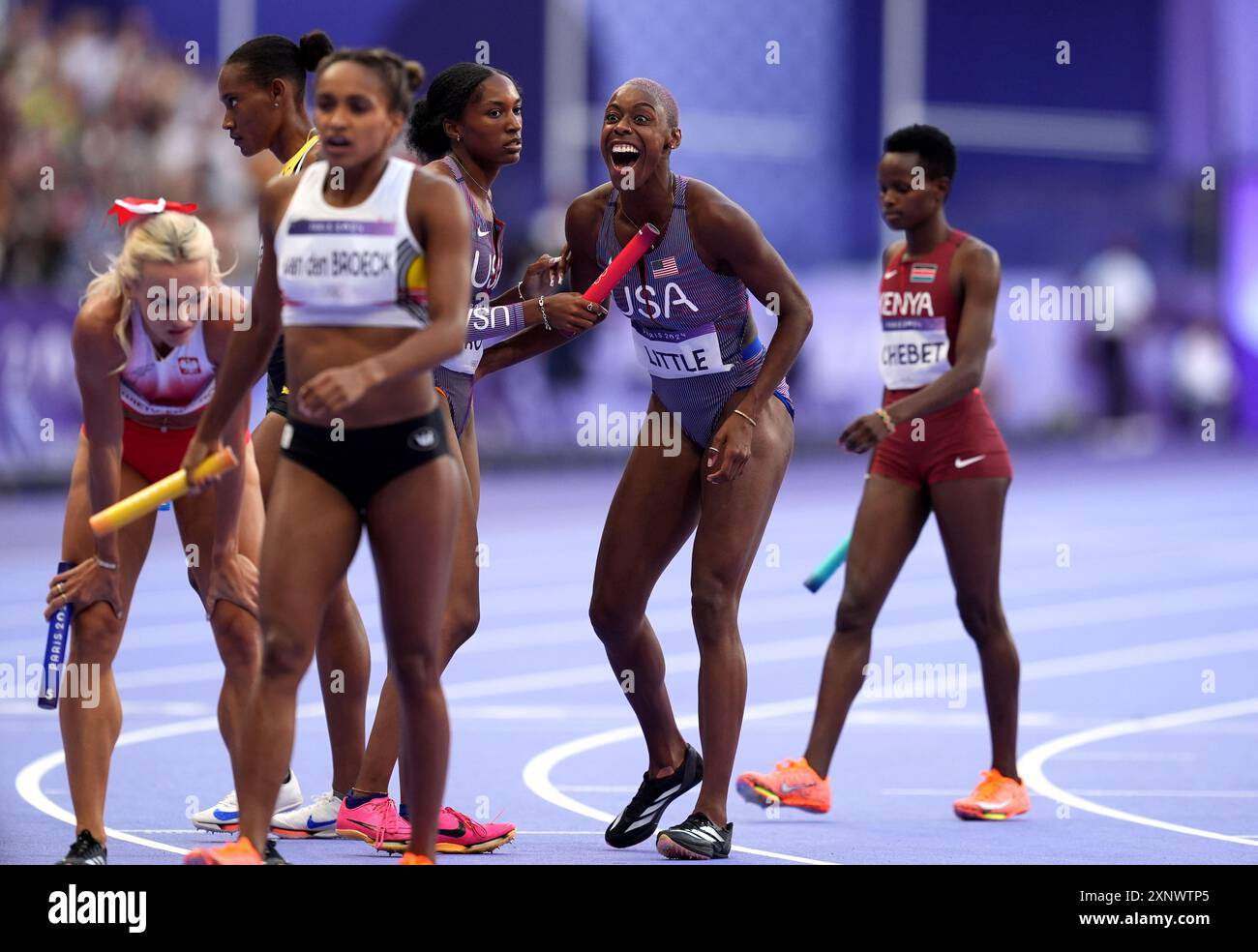 USA's Shamier Little during the 4 x 400m Relay Mixed heats at the Stade de France on the seventh ...